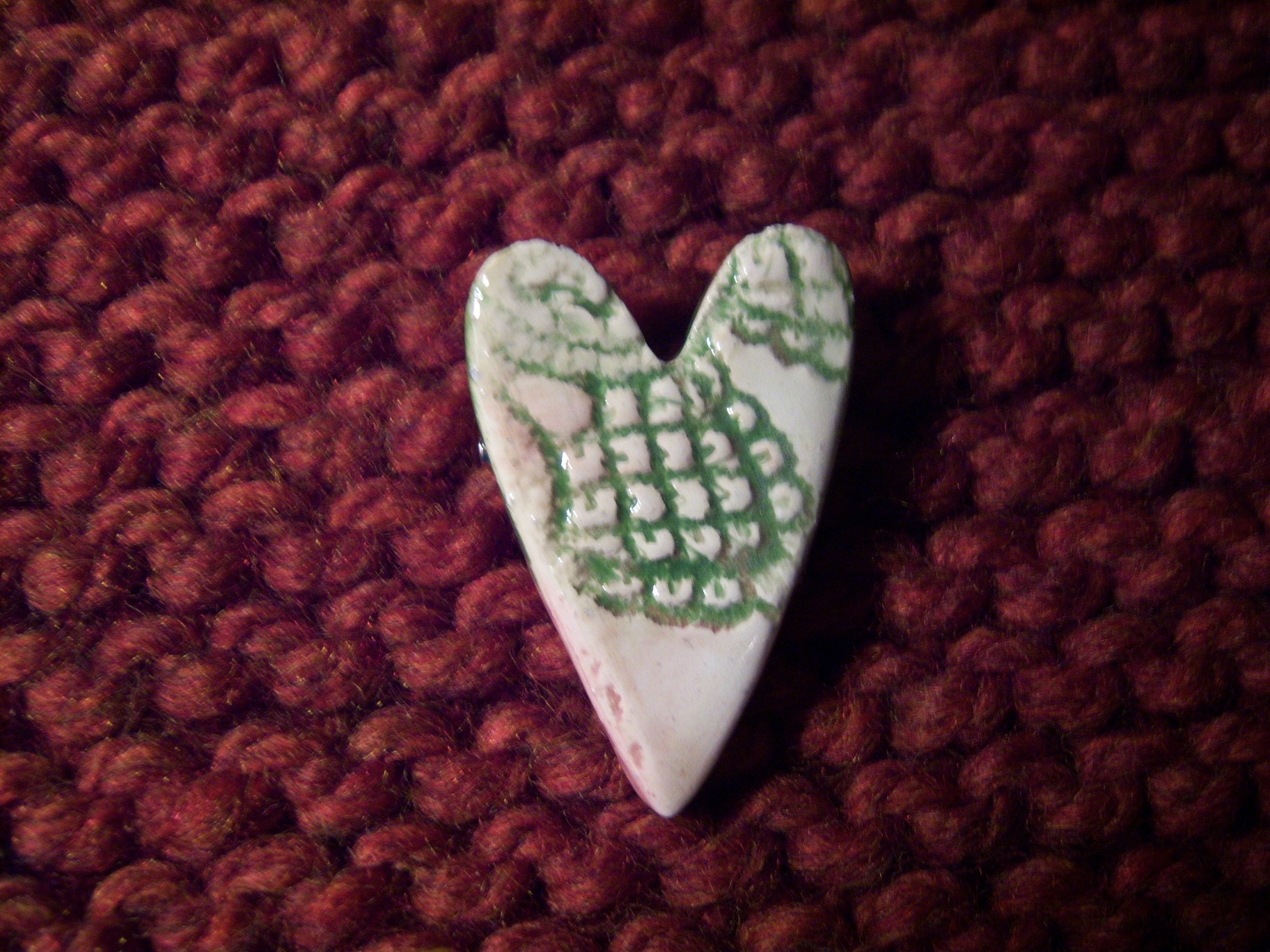 Green Ceramic Heart Pin on Luulla